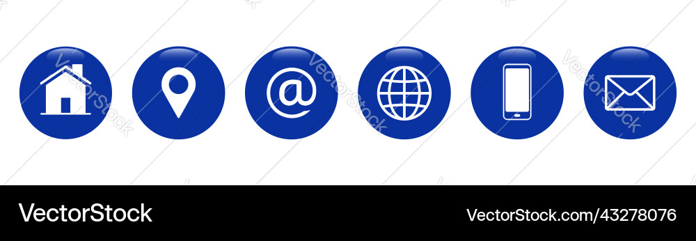 Contact icon set glossy 3d style communication Vector Image