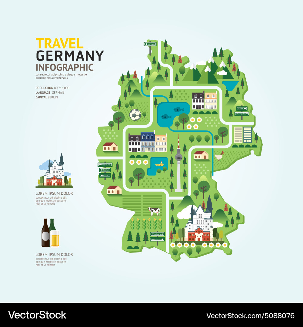 Infographic travel and landmark germany map Vector Image