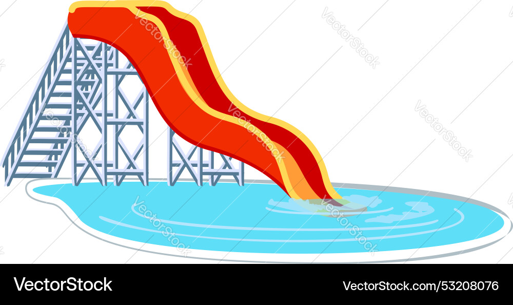 Red water slide going into swimming pool on white Vector Image