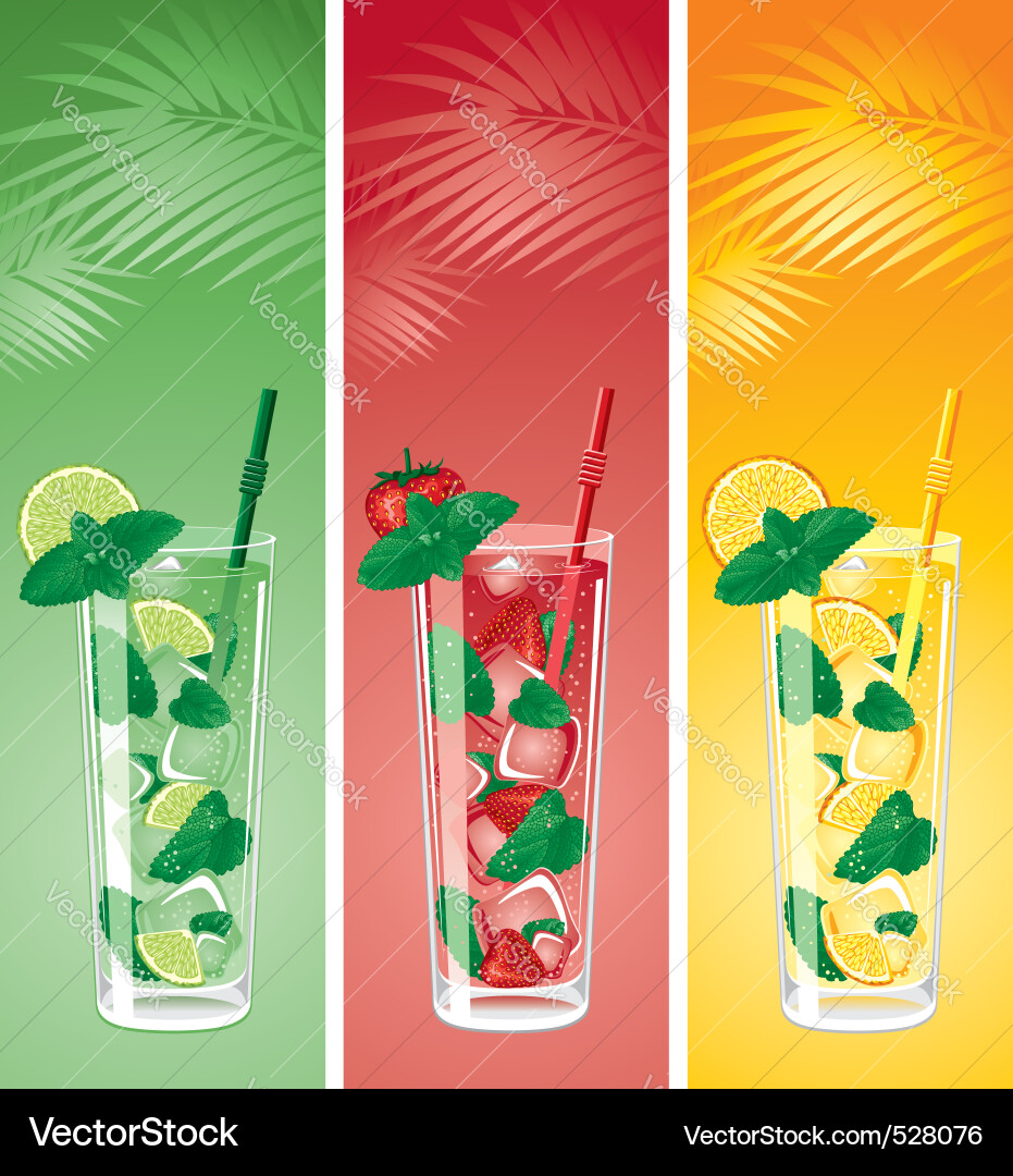 Refreshing mojito cocktails Royalty Free Vector Image