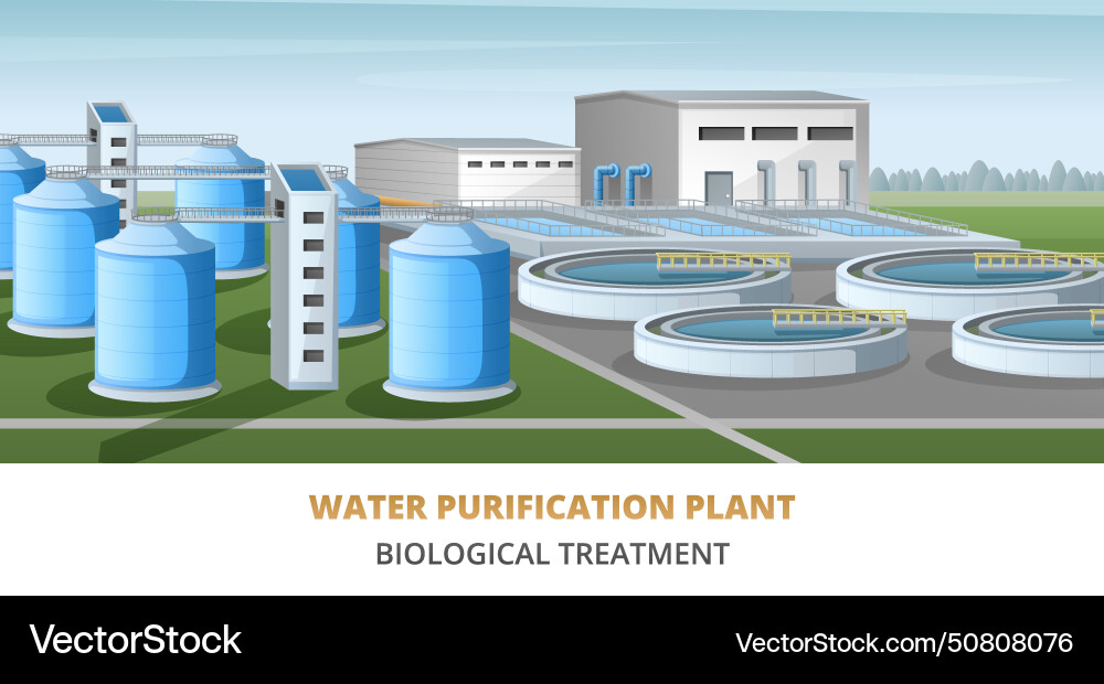 Water purification plant Royalty Free Vector Image