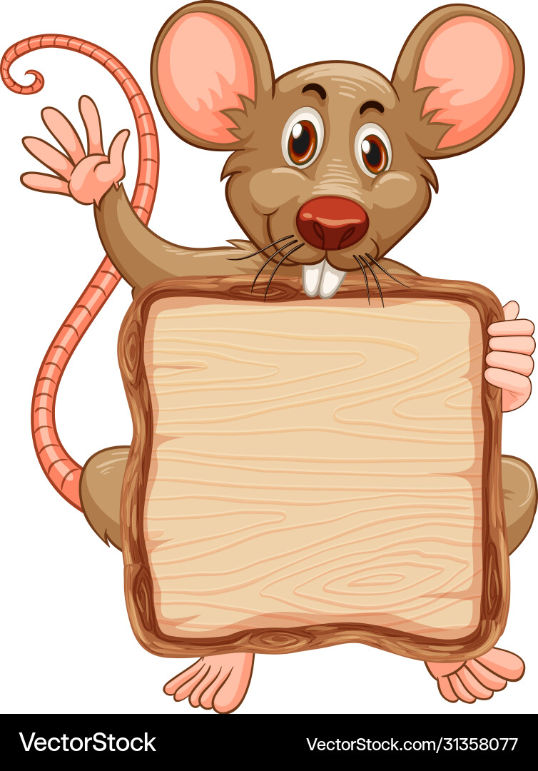 Board template with cute mouse on white background