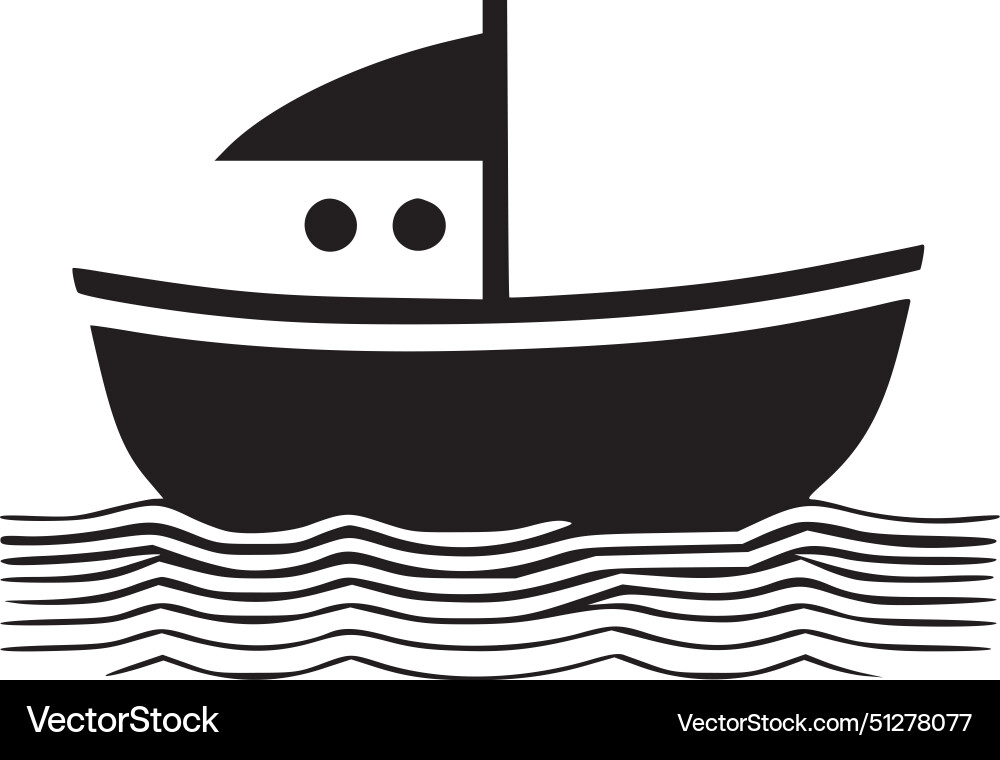 Boat - minimalist and flat logo Royalty Free Vector Image