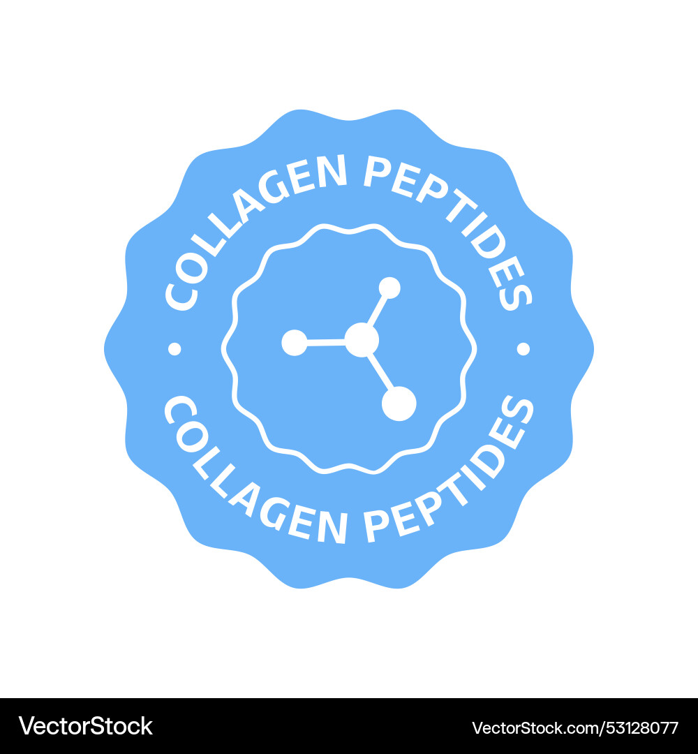 Collagen peptides emblem label in blue Royalty Free Vector