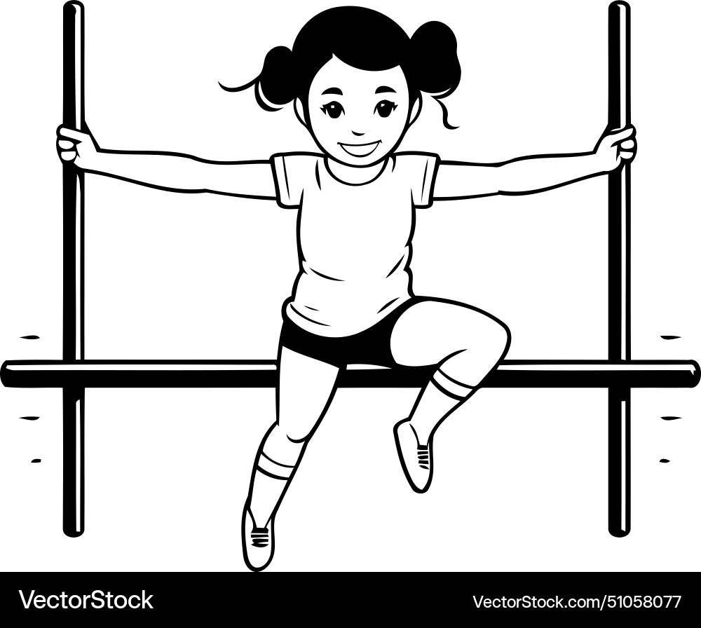 Cute little girl gymnast doing exercises Vector Image