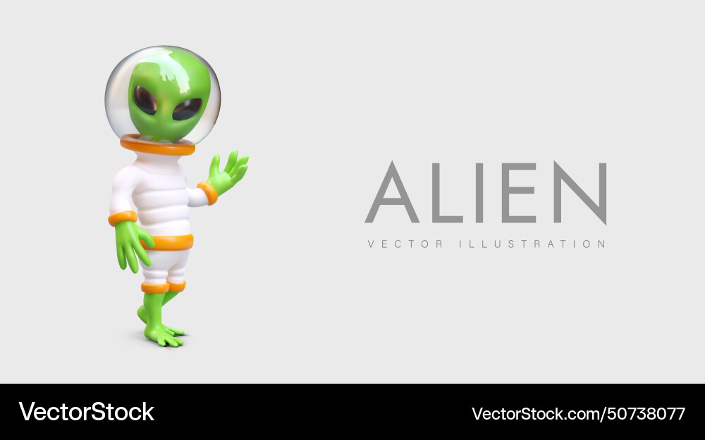 Green alien in space suit with transparent helmet Vector Image