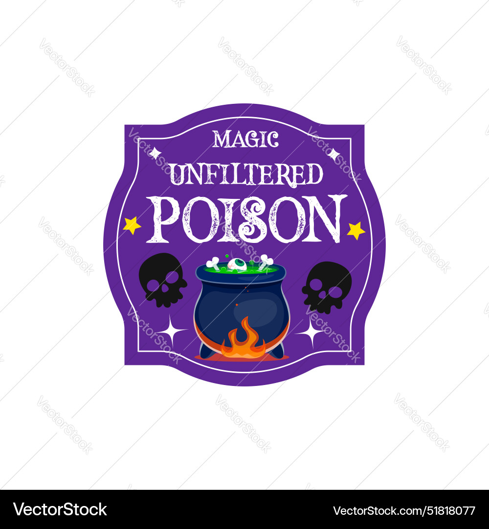 Halloween potion label witch cauldron with bones Vector Image