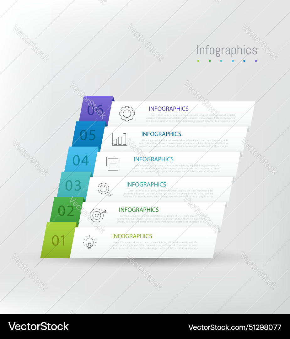 Infographic 6 options design elements Royalty Free Vector