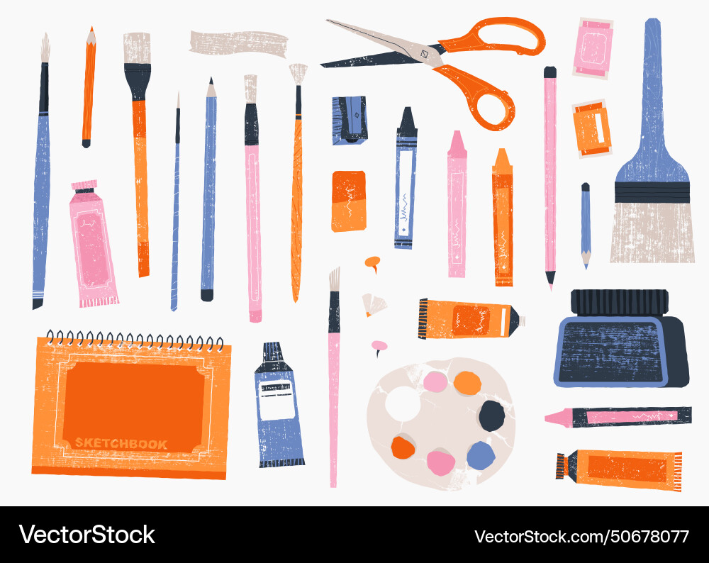 Painting tools and materials cartoon artist Vector Image