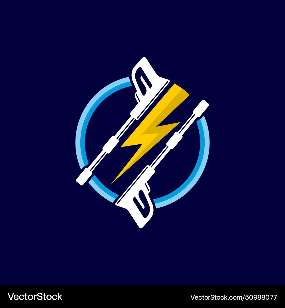 Power wash logo with thunder concept Royalty Free Vector