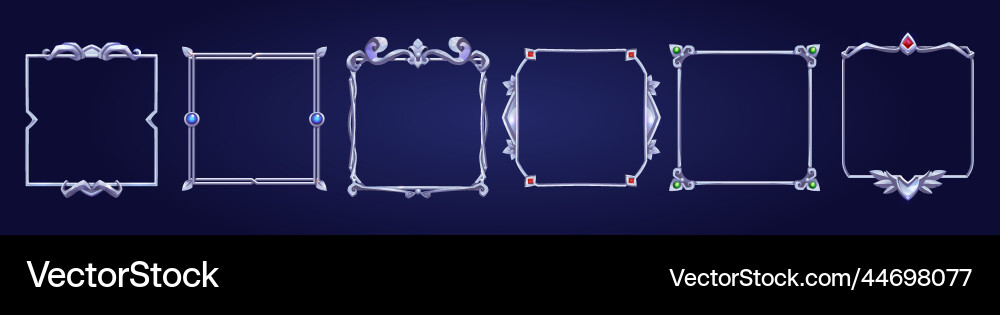 Set of square ui game frames medieval borders Vector Image