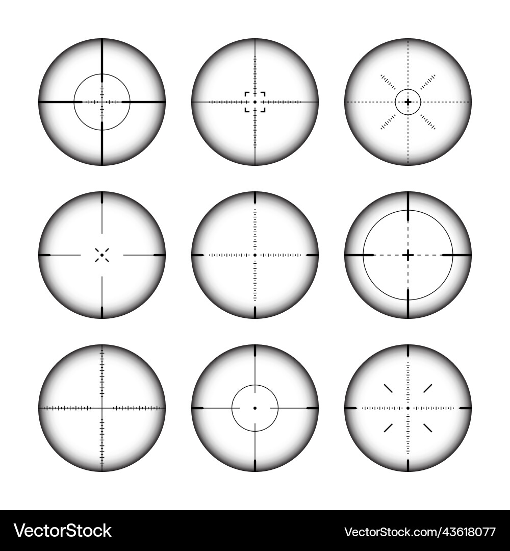 Various weapon sights sniper rifle optical scopes Vector Image