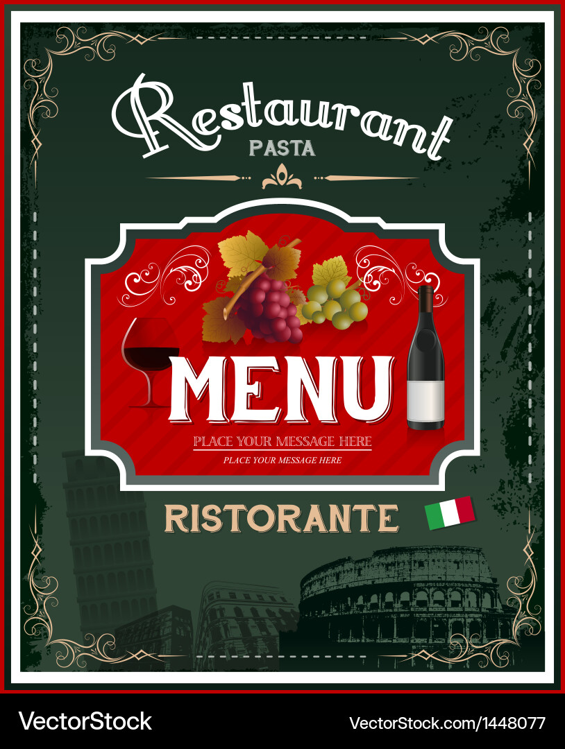 Vintage Italian Restaurant Poster Royalty Free Vector Image