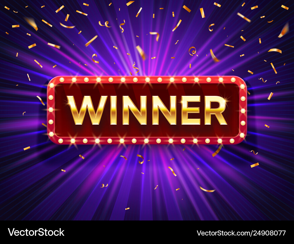 Winner banner win congratulations vintage frame Vector Image
