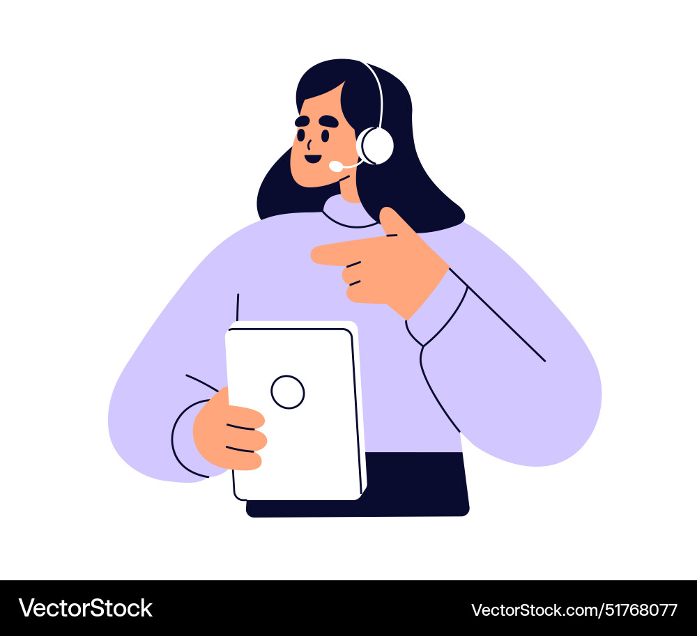 Woman in headset from customer service support Vector Image