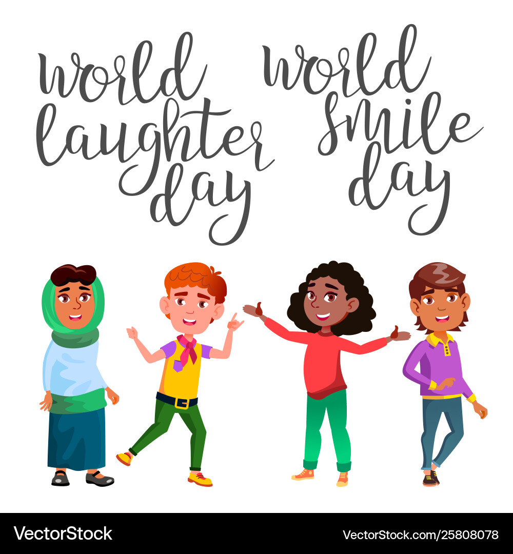 Calligraphy and laughter character child Vector Image