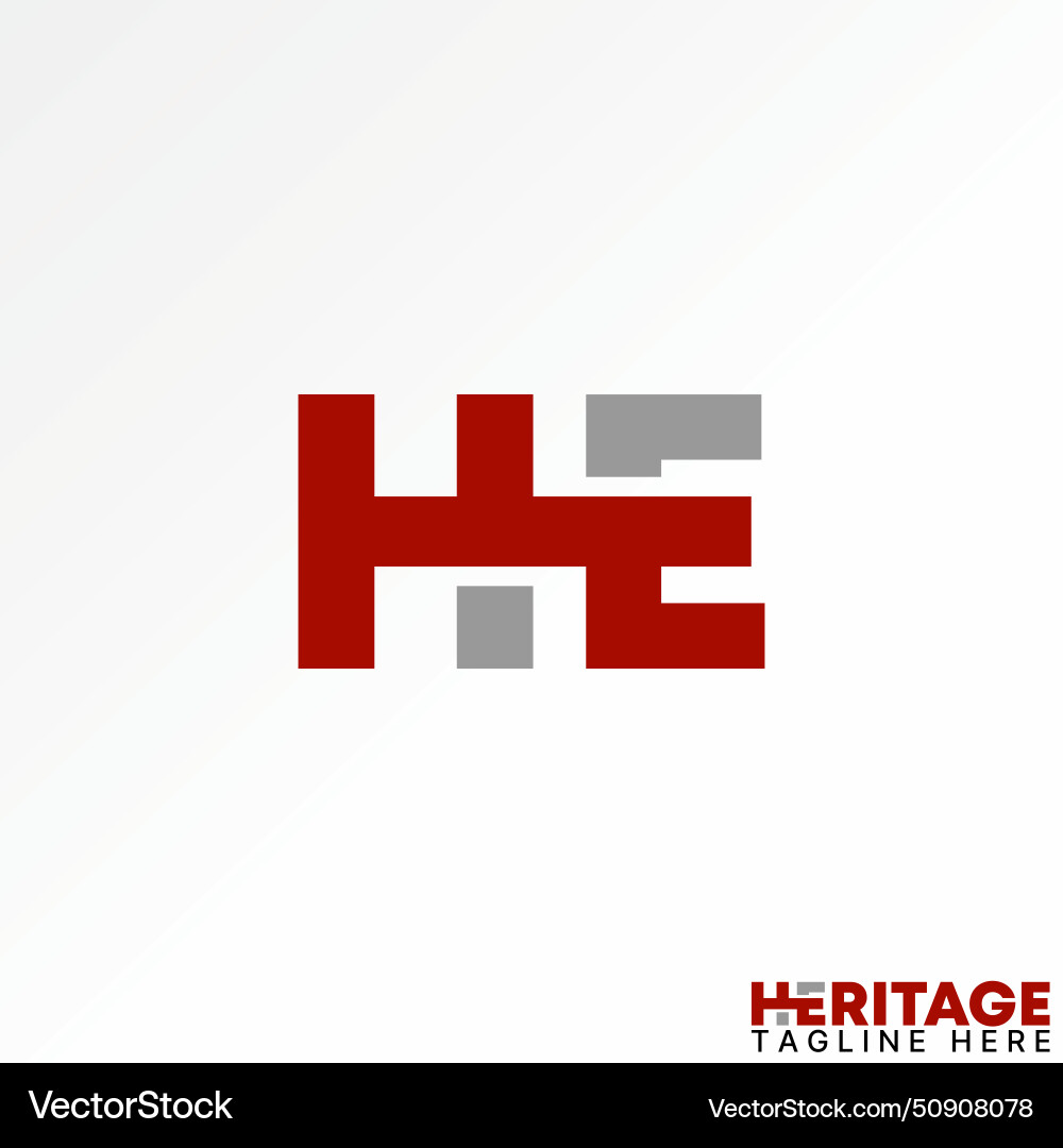 Letter initial he font cutting connect Royalty Free Vector