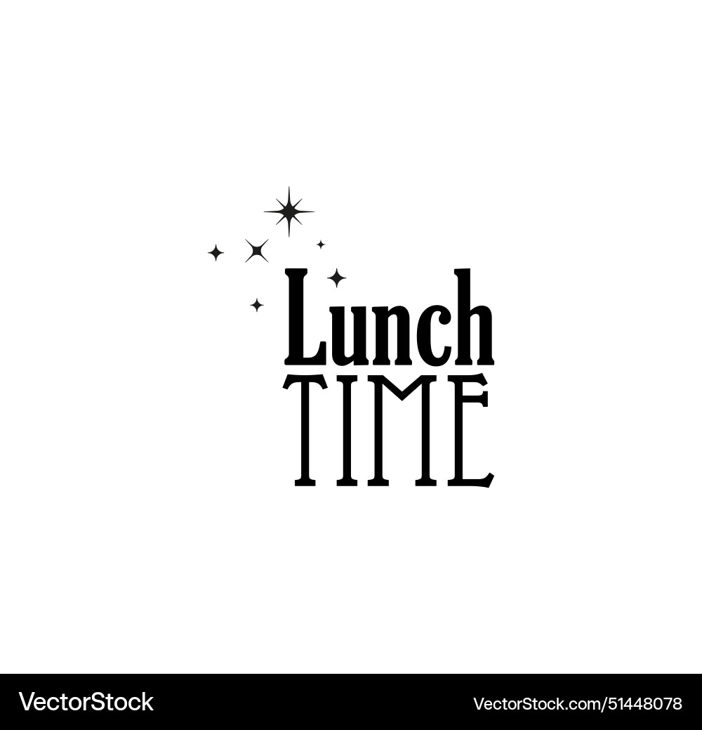 Lunch time with creatif font design Royalty Free Vector