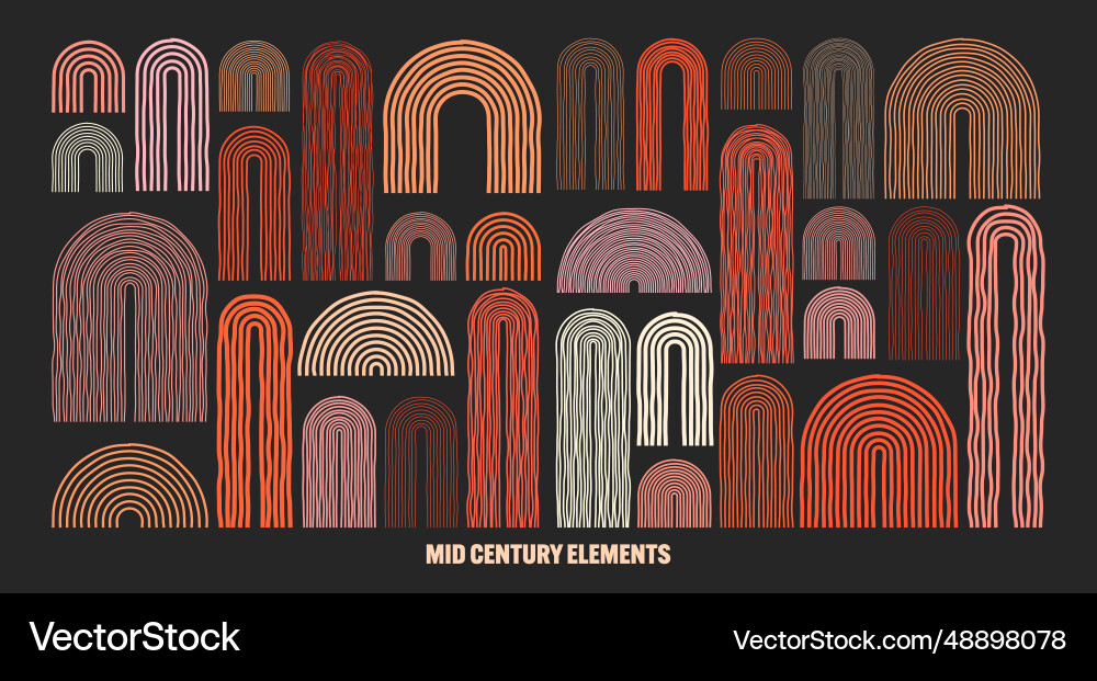 Mid century arch elements modern geometric shapes Vector Image