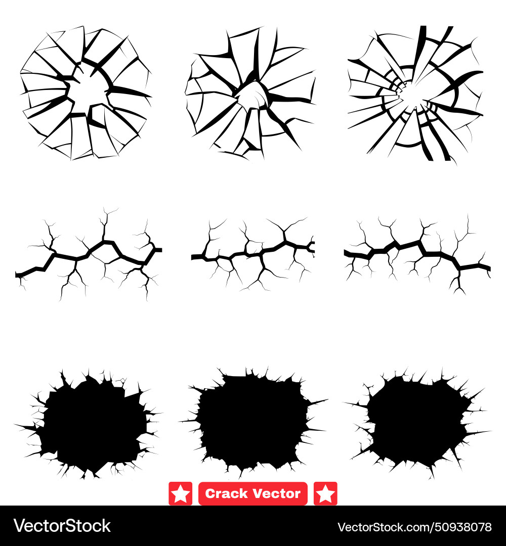 Modern crack effect silhouettes enhance Royalty Free Vector