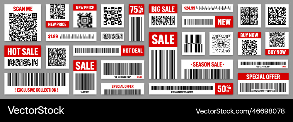 Set of product barcodes and qr codes special Vector Image