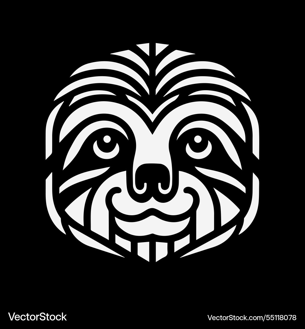 Sloth head silhouette Royalty Free Vector Image
