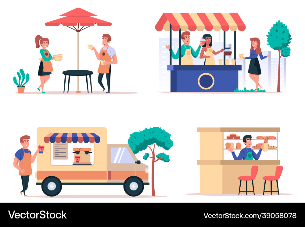 Street Food Elements - Cafe & Shop Royalty Free Vector