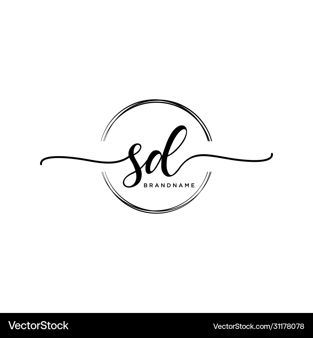 Stylish SD Initial Logo with Circle Royalty Free Vector