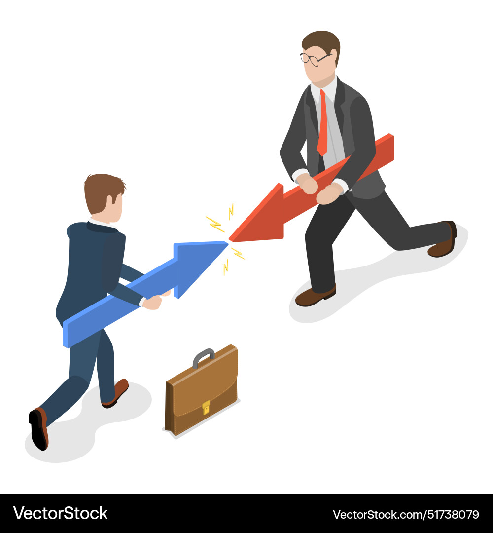 3d isometric flat of business Royalty Free Vector Image