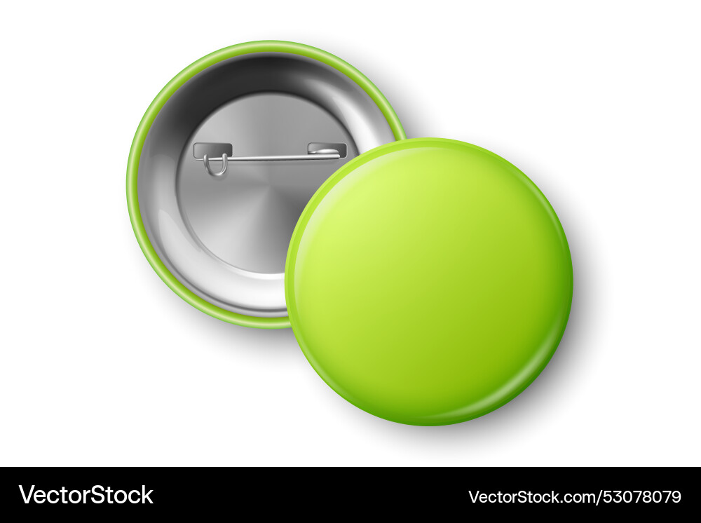 3d realistic green blank round button badge Vector Image