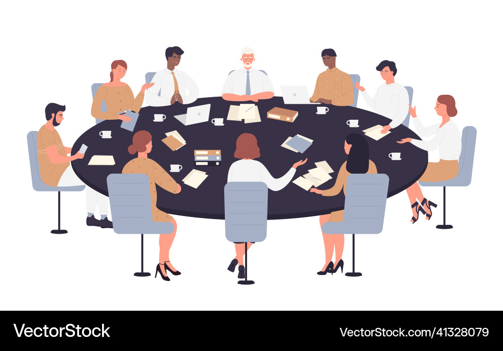 Business team managers meeting at round table Vector Image