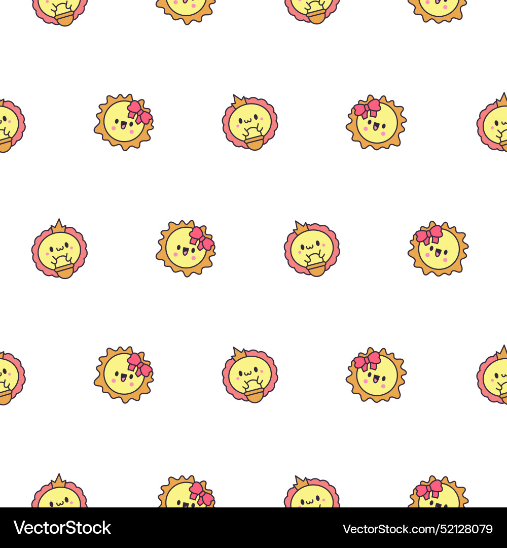 Cute kawaii sun with face seamless pattern Vector Image
