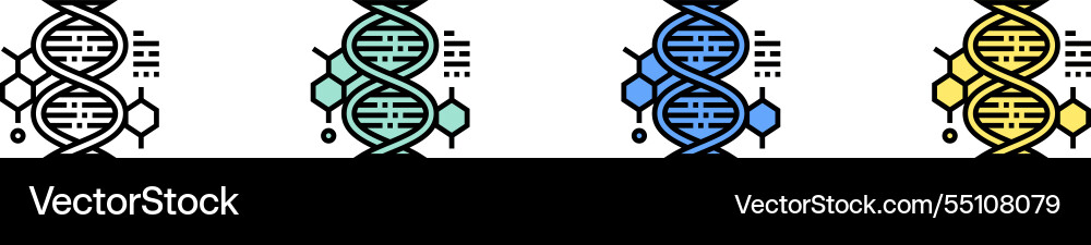 Dna Struktur Ikone grün blau und gelb Lizenzfreier Vektor