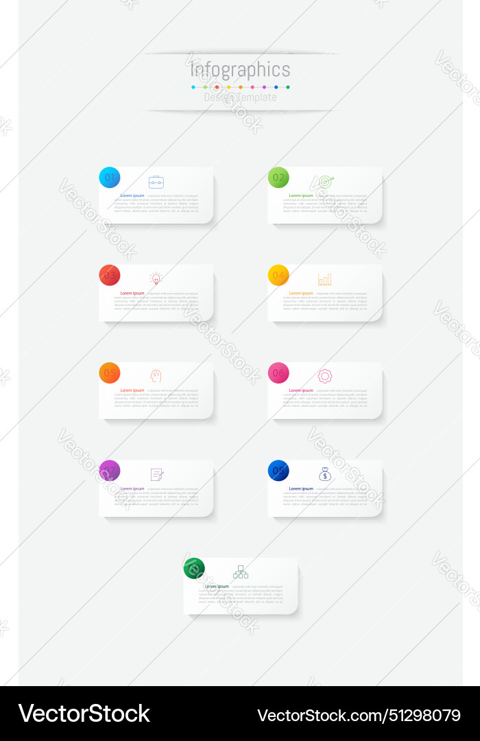 Infographic 9 options design elements Royalty Free Vector
