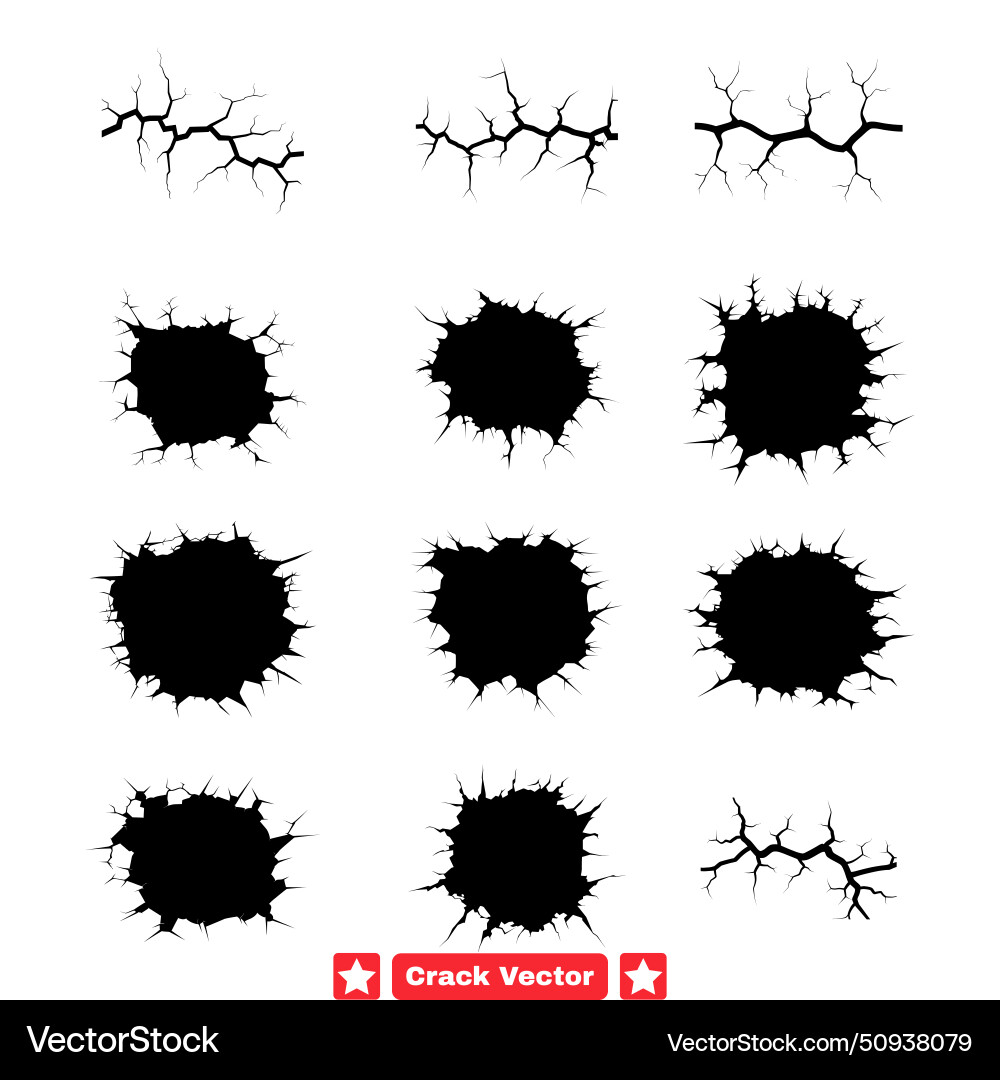 Innovative crack texture set explore depth Vector Image