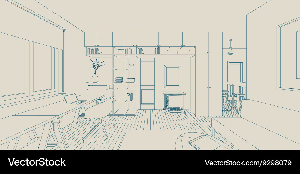 Line interior drawing Royalty Free Vector Image