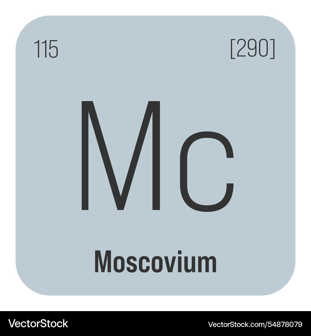 Moscovium mc periodic table element Royalty Free Vector