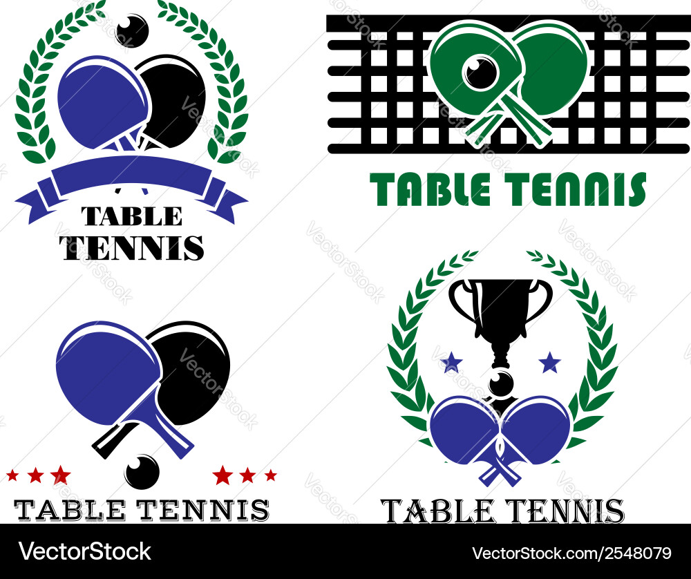 Ping-pong and table tennis symbols Royalty Free Vector Image