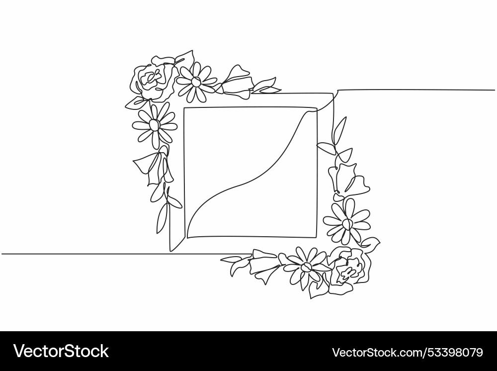 Single Continuous Line Drawing Flower Royalty Free Vector