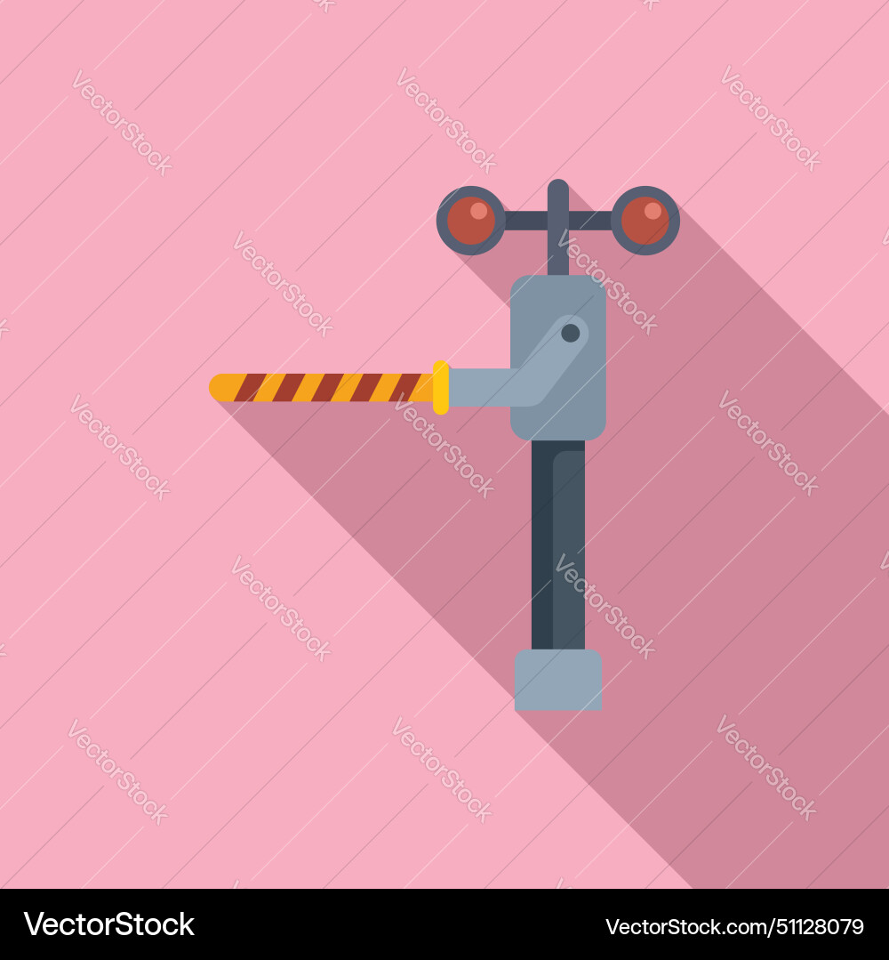 Small railway barrier with lights icon flat Vector Image