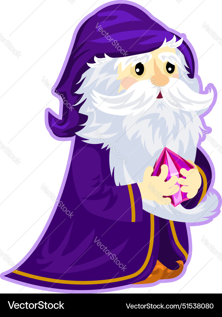 Cartoon wizard with crystal ball Royalty Free Vector Image
