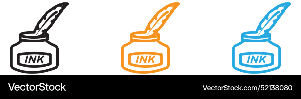 Ink and quill logo set collection for web app ui Vector Image