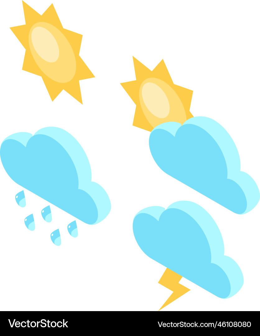 Isometric weather icons composition Royalty Free Vector