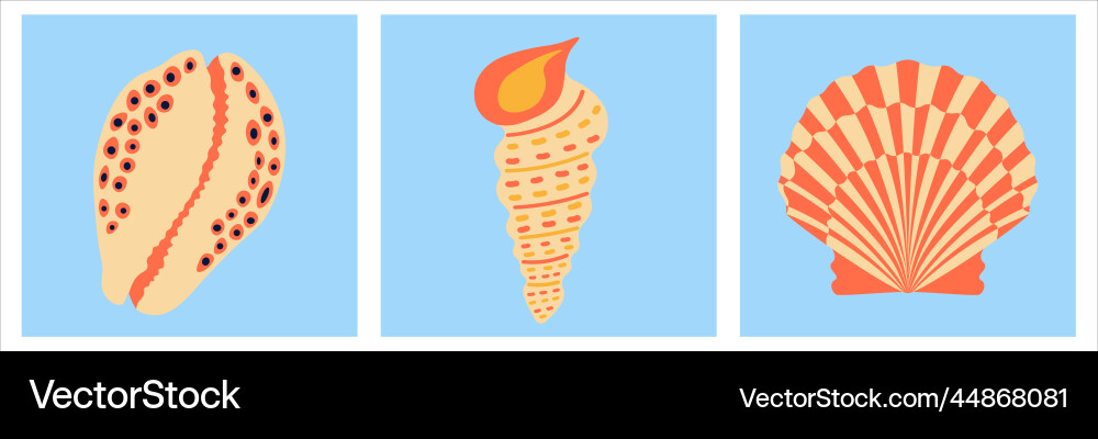 Cartoon shells summer ocean animals marine Vector Image