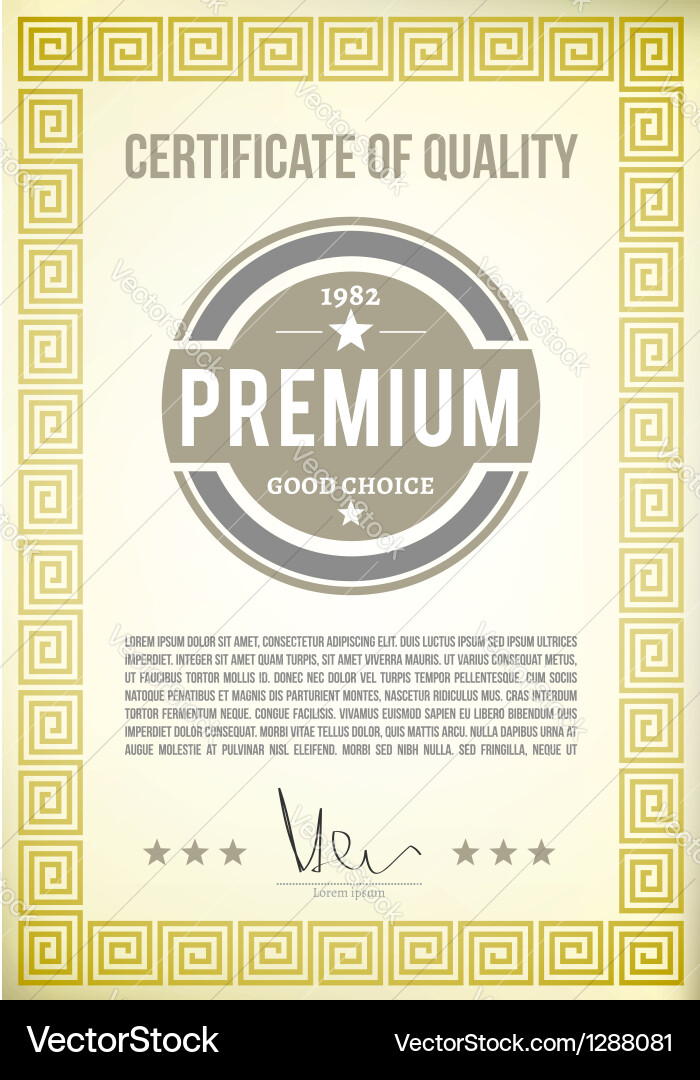 Certificate of quality Royalty Free Vector Image