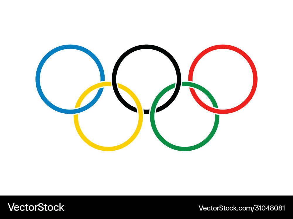 Five ring colored icon olympic games isolated Vector Image