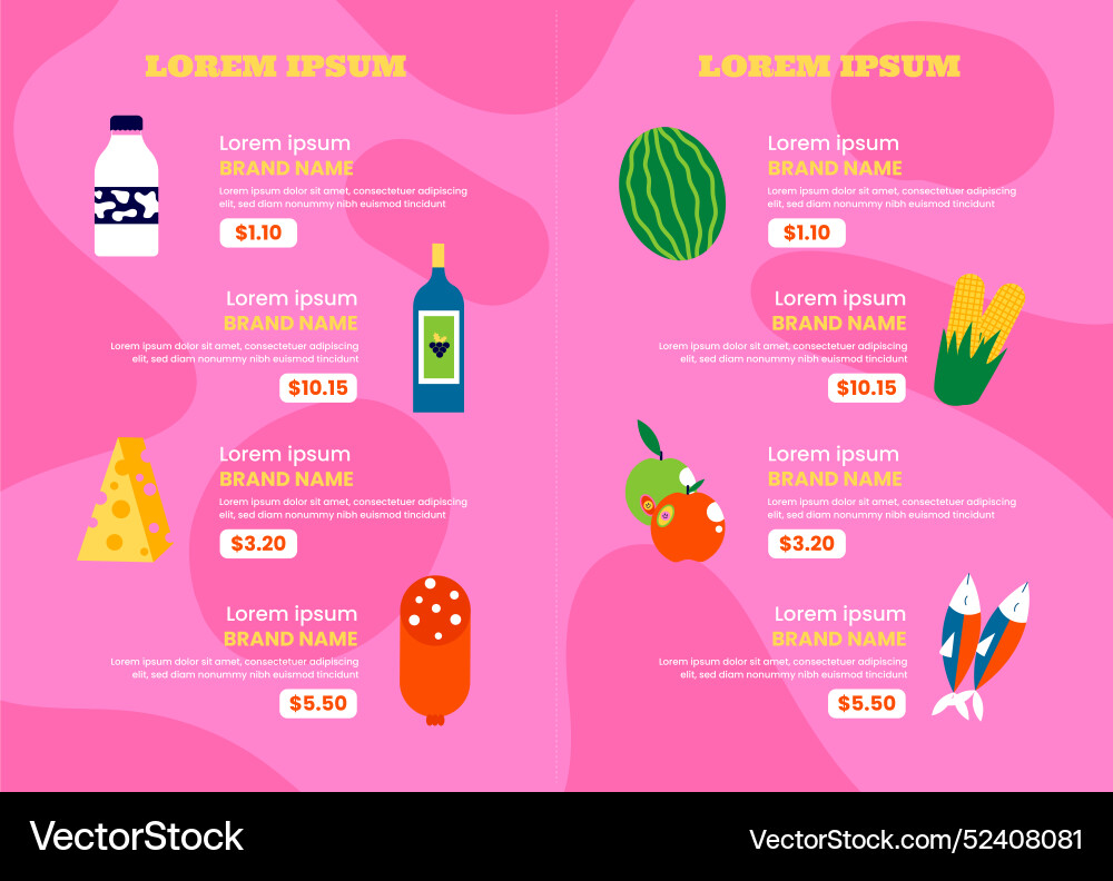 Flat supermarket brochure template Royalty Free Vector Image