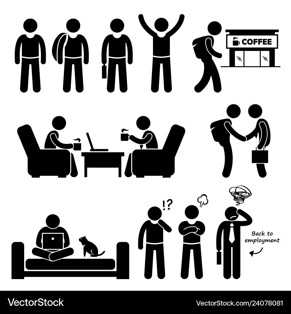 Freelancer self-employed independent worker stick Vector Image