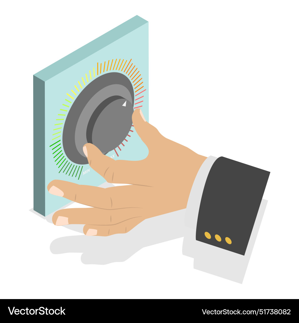 3d isometric flat of turning knob Royalty Free Vector Image