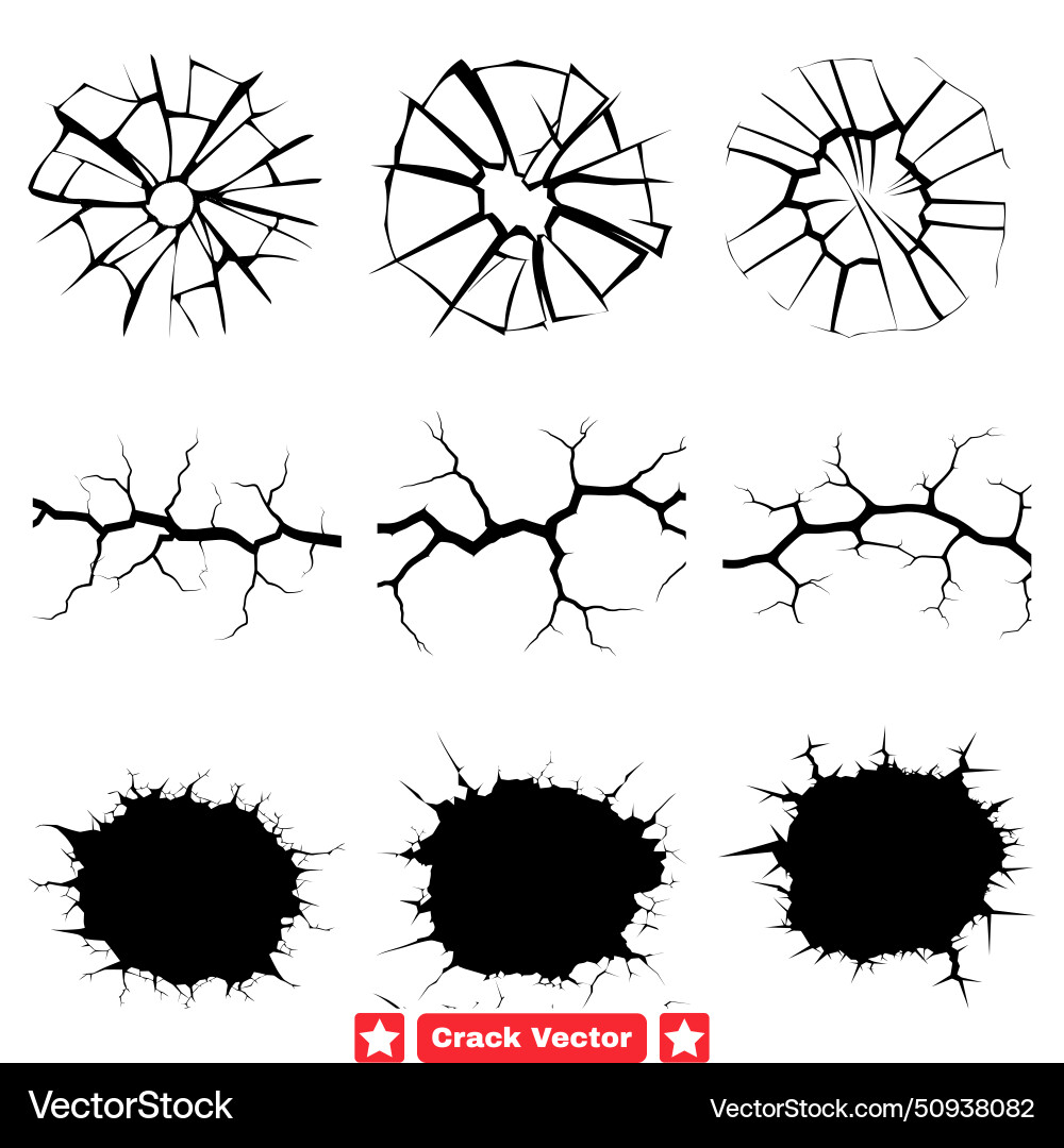 Creative crack pattern collection fuel Royalty Free Vector